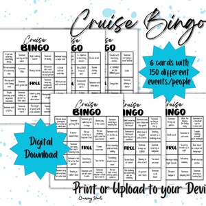 Cruise Bingo, Cruise Activities, 6 Bingo Cards, Printable or Digital ...
