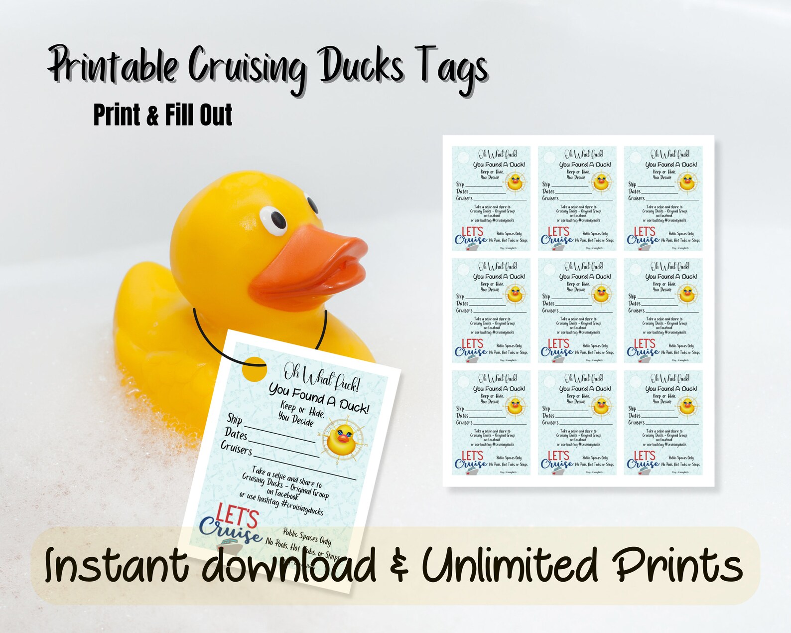 Cruising Ducks Tags, Printable Duck Tags, Let's Cruise Tags - Etsy