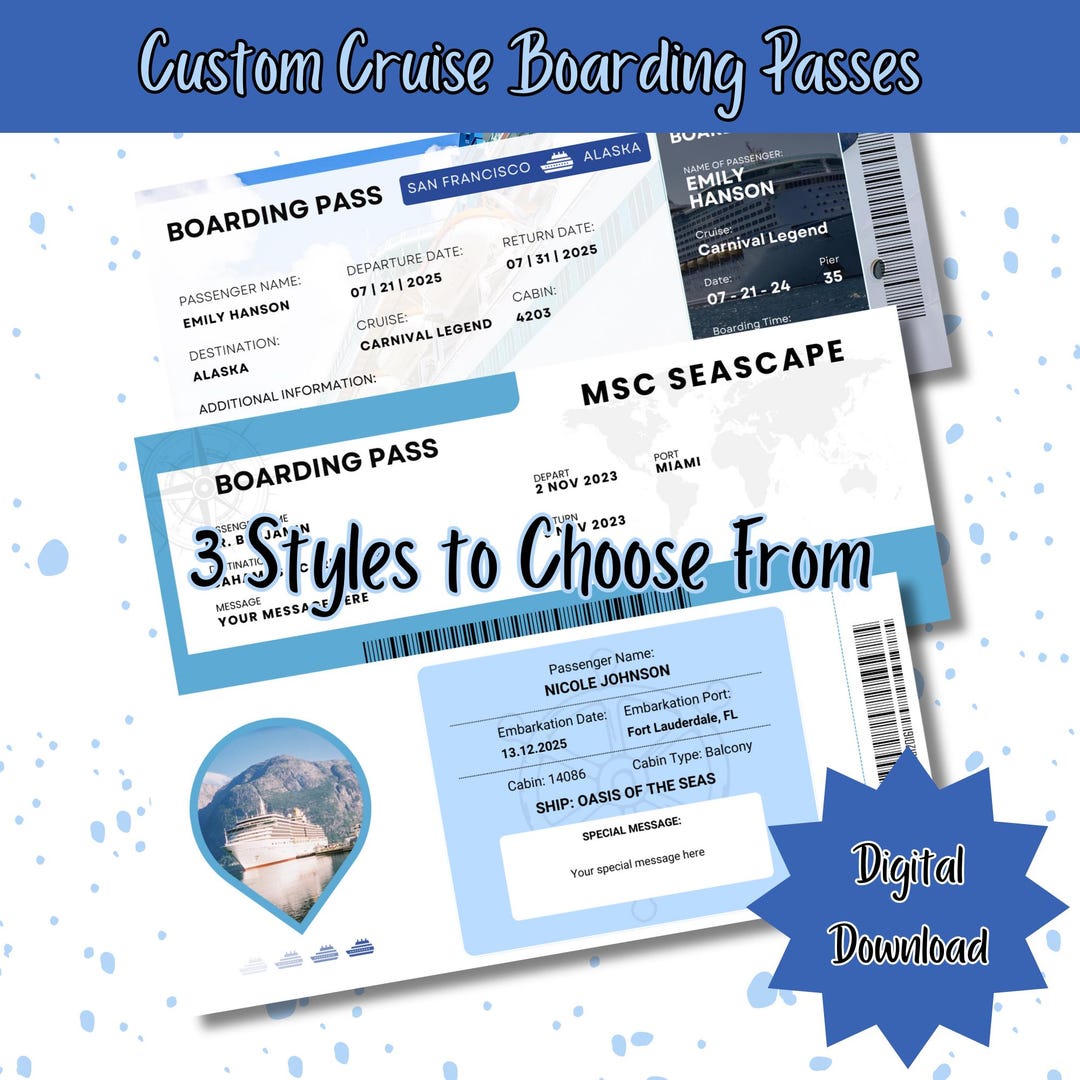 Custom Cruise Boarding Pass, Personalized Boarding Pass, Surprise ...