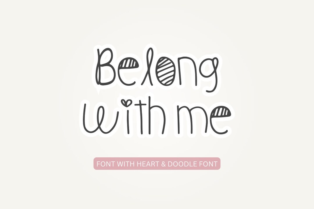 Font With Heart Doodle Font Handwriting Font Cricut Font Font for Canva ...