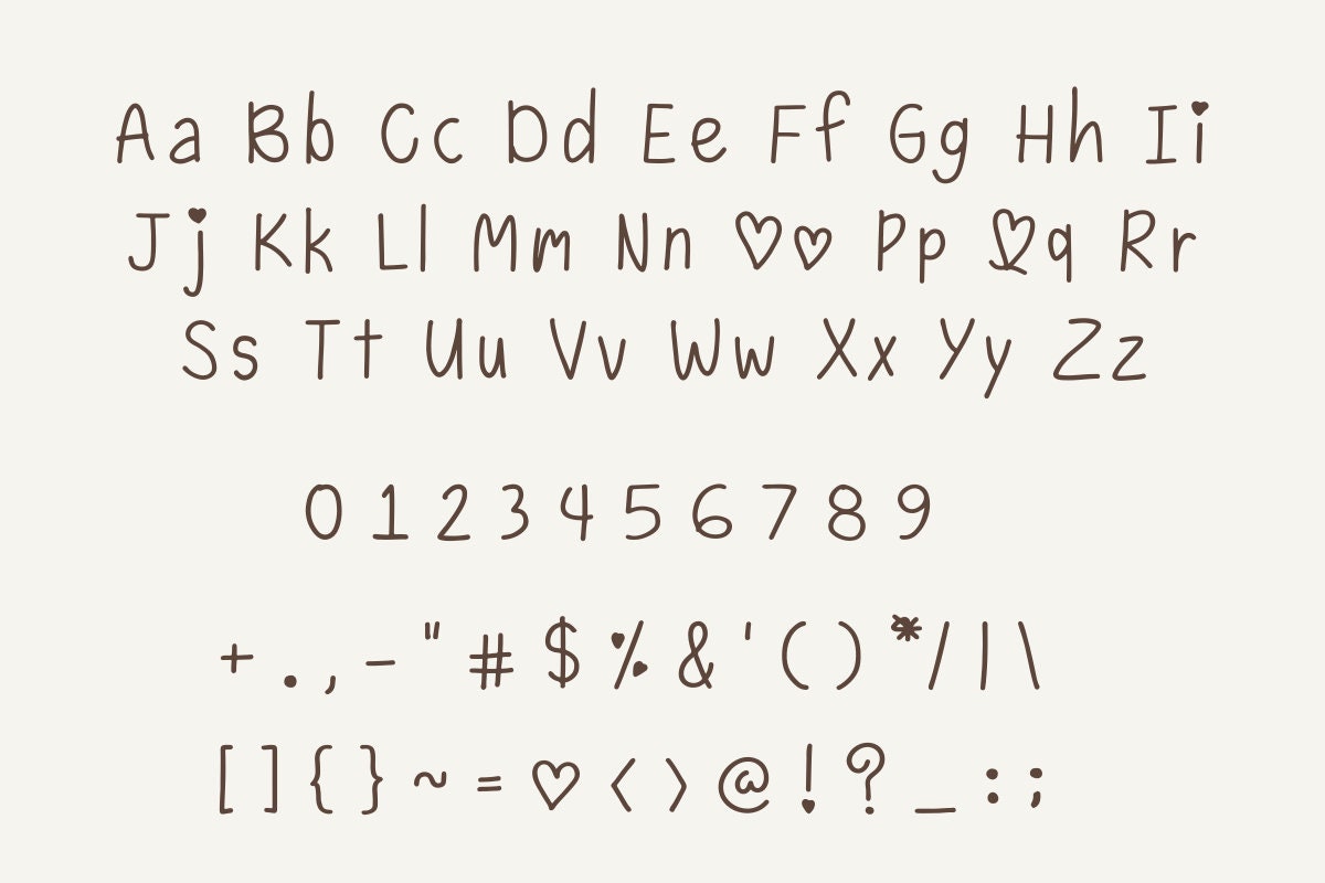 Font With Heart Doodle Font Handwriting Font Cricut Font Font for Canva ...