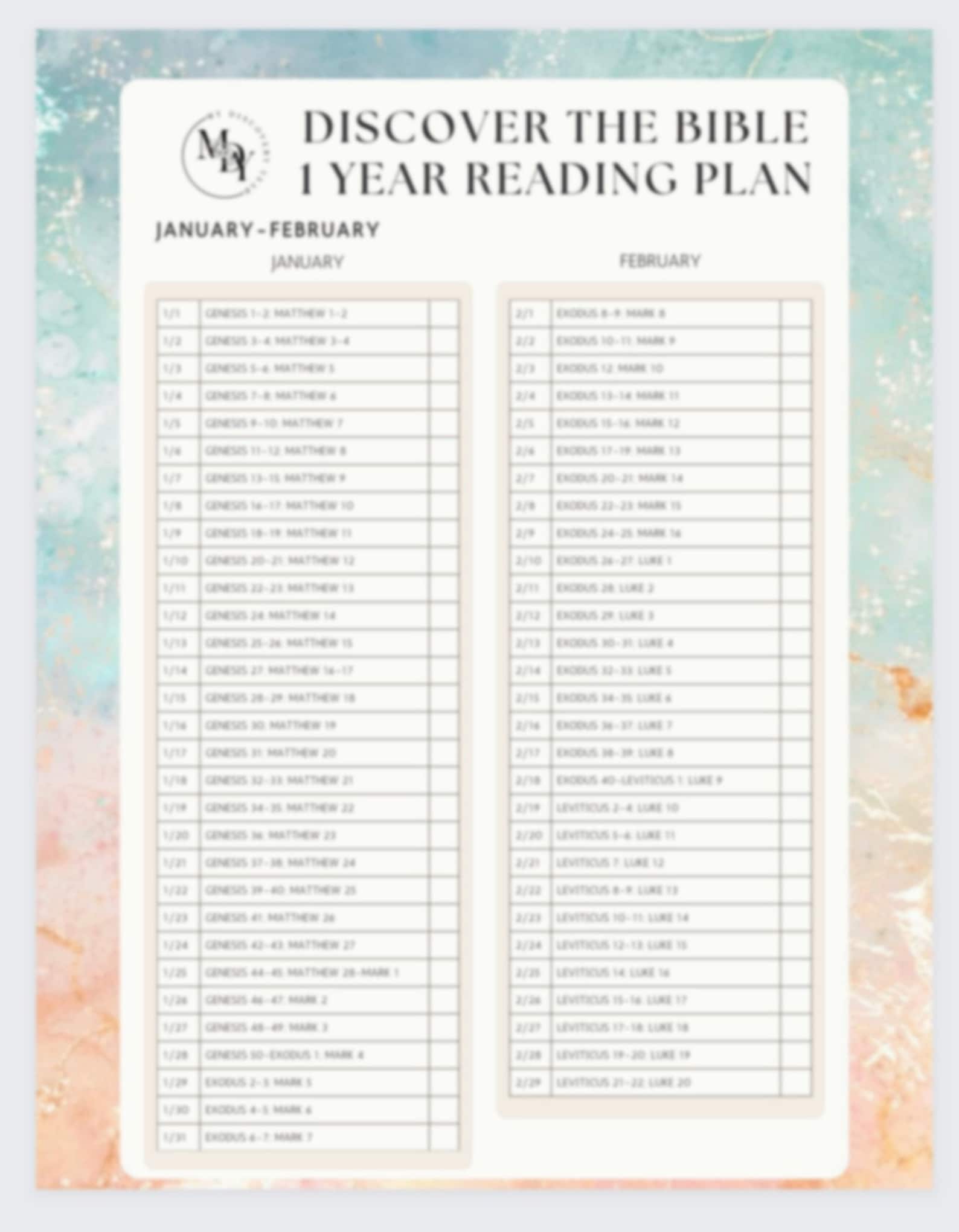 1 Year Bible Reading Plan - Etsy