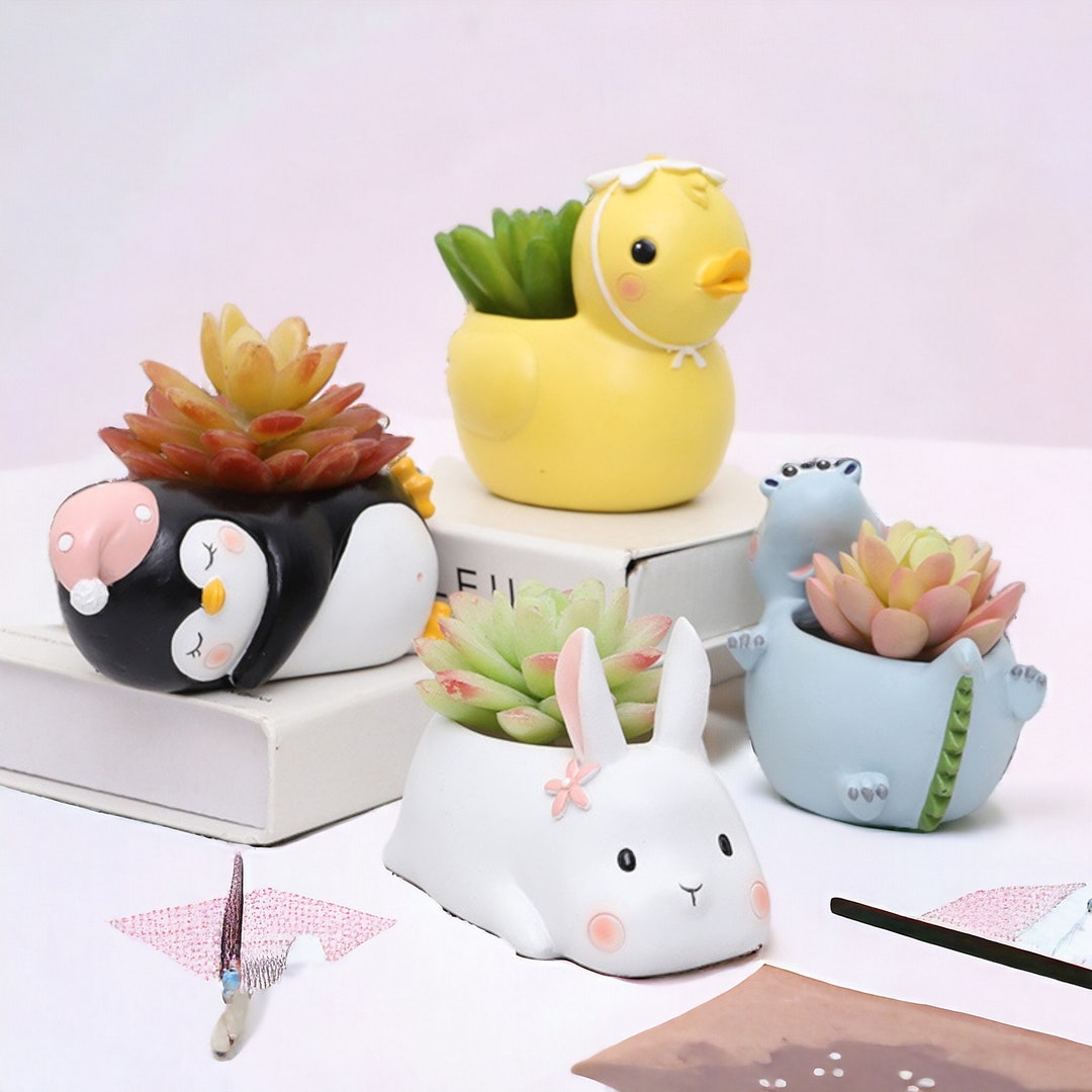 Animal Cartoon Planter Pot, Handmade Ceramic Flower Pot, Decorative ...