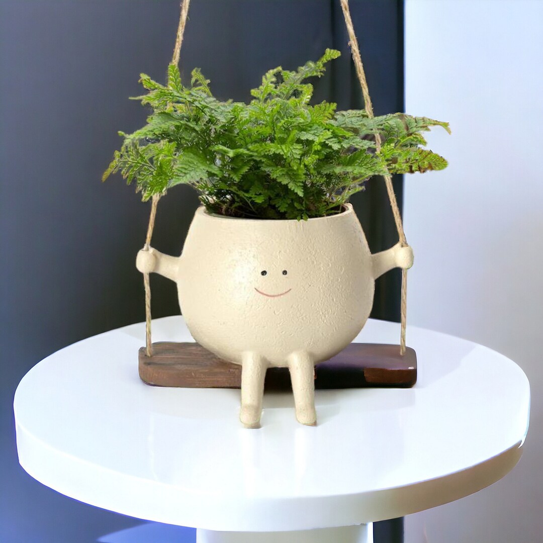 Vintage Happy Face Planter, Resin Succulent Flower Pot, Swing Face ...