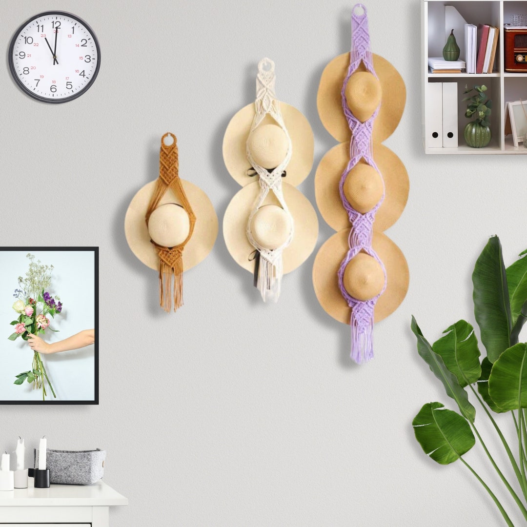 Macrame Holder Cowboy Hat Hangercap Rack Beach Hat Storge Boho Macrame ...