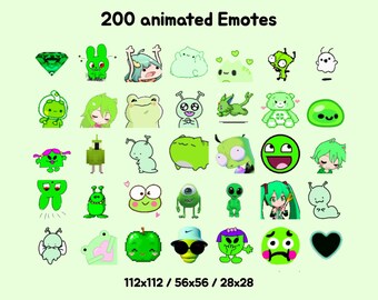 X30 Green Emotes Bundle for Twitch and Discord Sparkle, Cute, Aesthetic ...