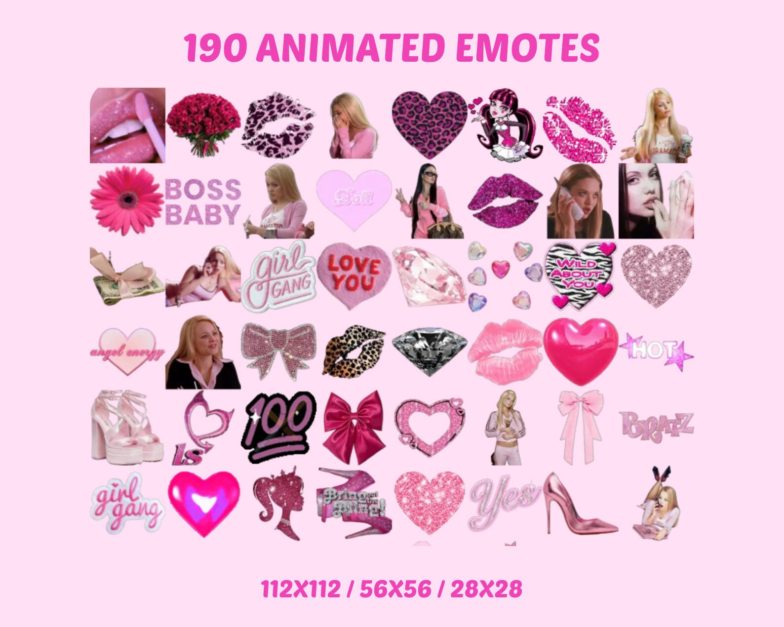 Glamour, Pink Emotes, Rosy, Glitter Emotes Bundle for Twitch and ...