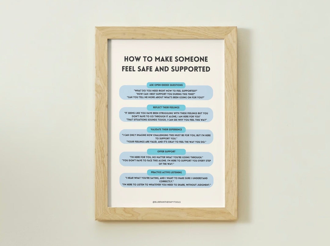 How to Make Someone Feel Safe and Supported Therapy Room Poster - Etsy