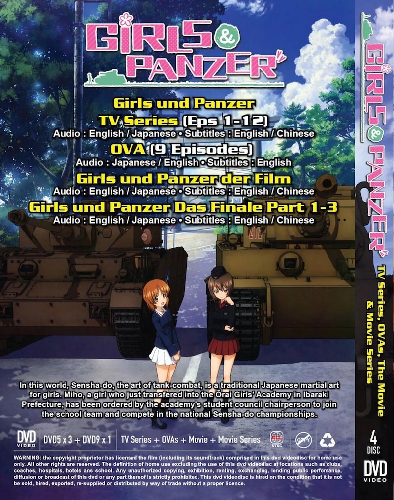 DVD Anime Girls & Panzer(volume 1-12end+4 Movie+9 OVA) Complete Series ...