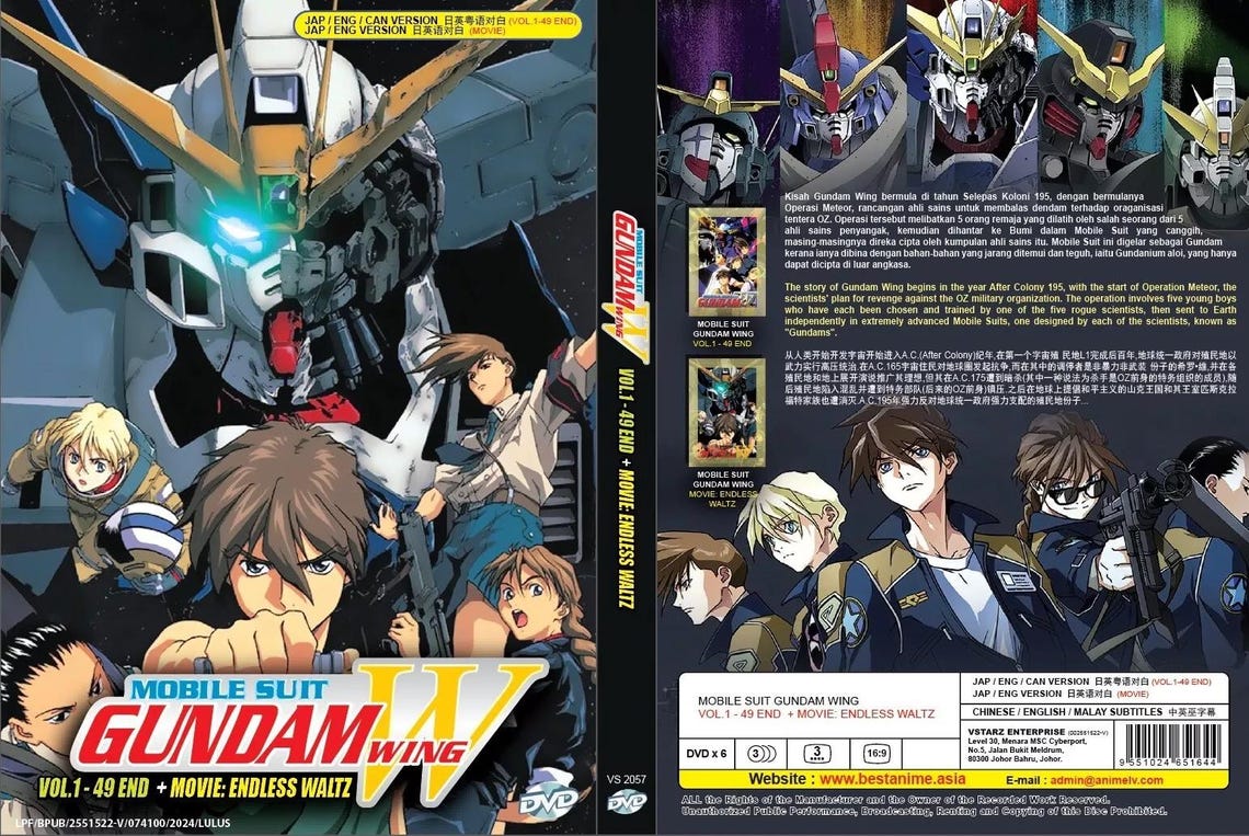 Anime DVD M. Suit Gundam Wing Volume 1-49 End + Endless Waltz Movie ...