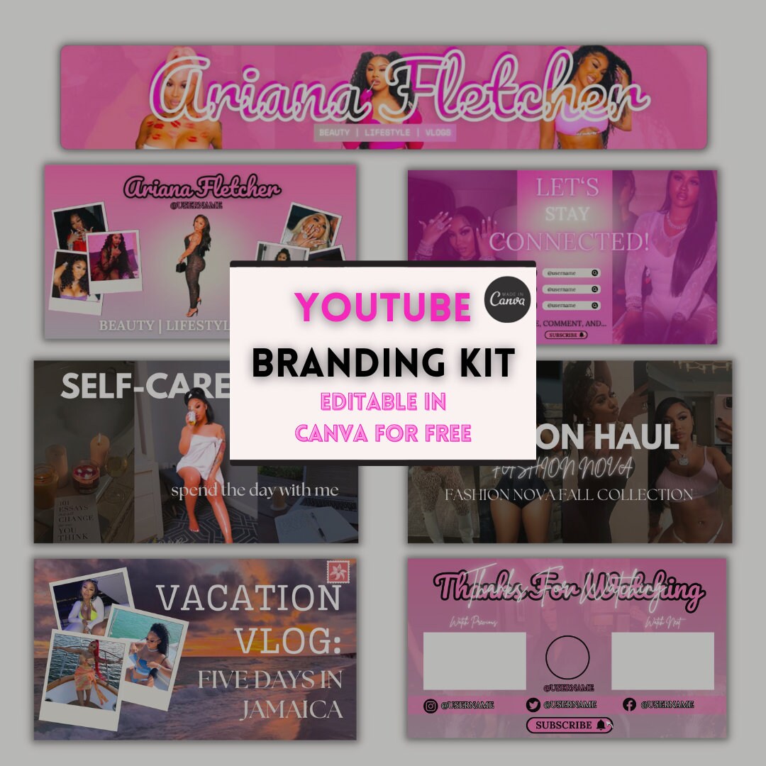 CUTE Youtube Branding Kit | Editable Banner, Intros & Outros, and ...