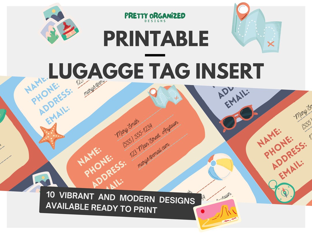 Vibrant Luggage Tag Inserts, , 3.5 in X 2 In, Luggage Tags Print, Bag ...
