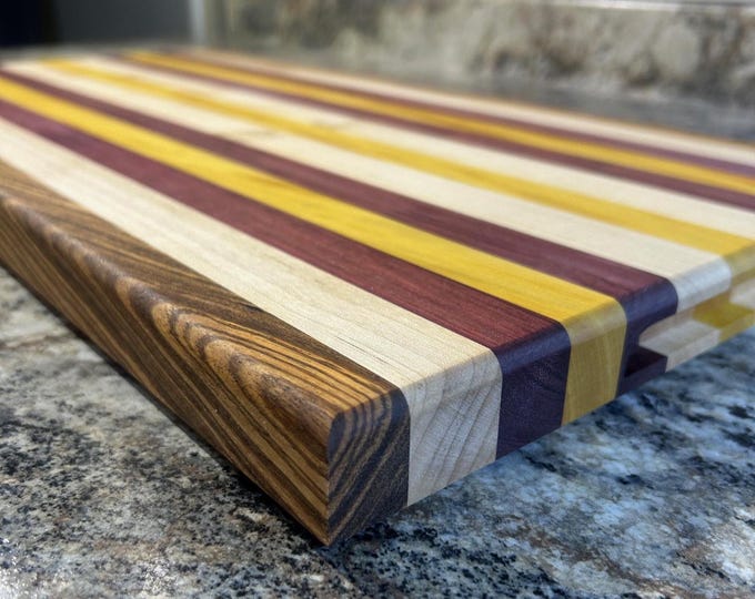 LSU Themed Edge Grain Cutting Board - Etsy