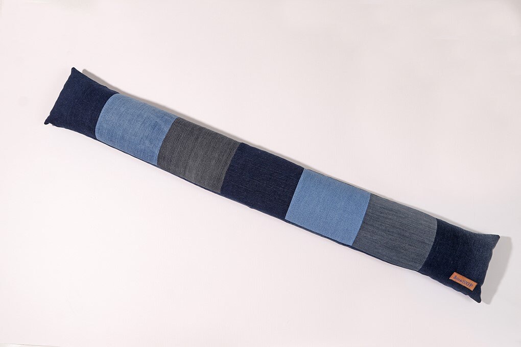 Draft Stopper, Upcycling, Wind Stopper for Doors, Draft Stopper, Blue ...