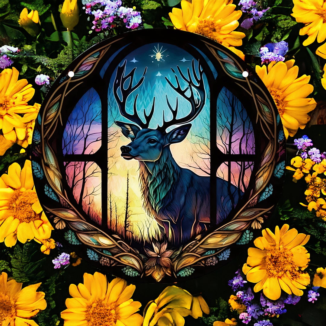 Colorful Elk Silhouette Sun Catcher Unique Gift for Nature Lover ...