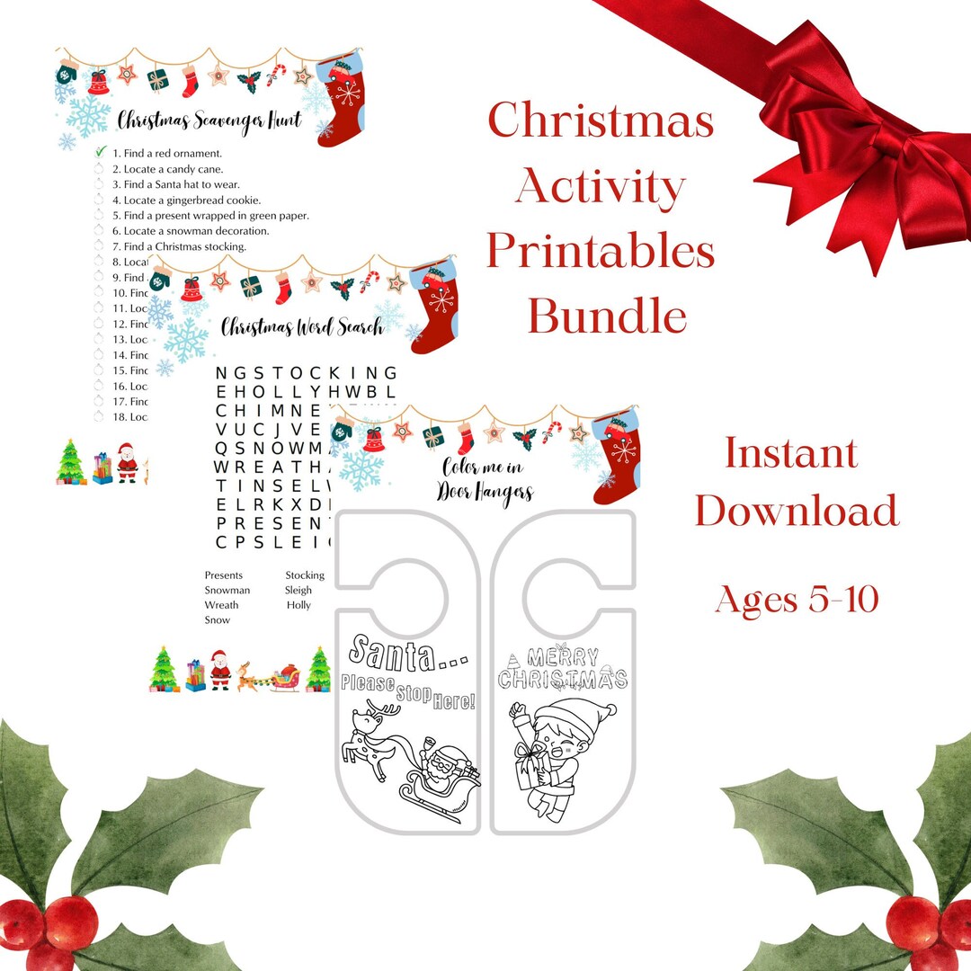 Christmas Joy Printable Activity Bundle: Festive Crafts, Coloring Pages ...