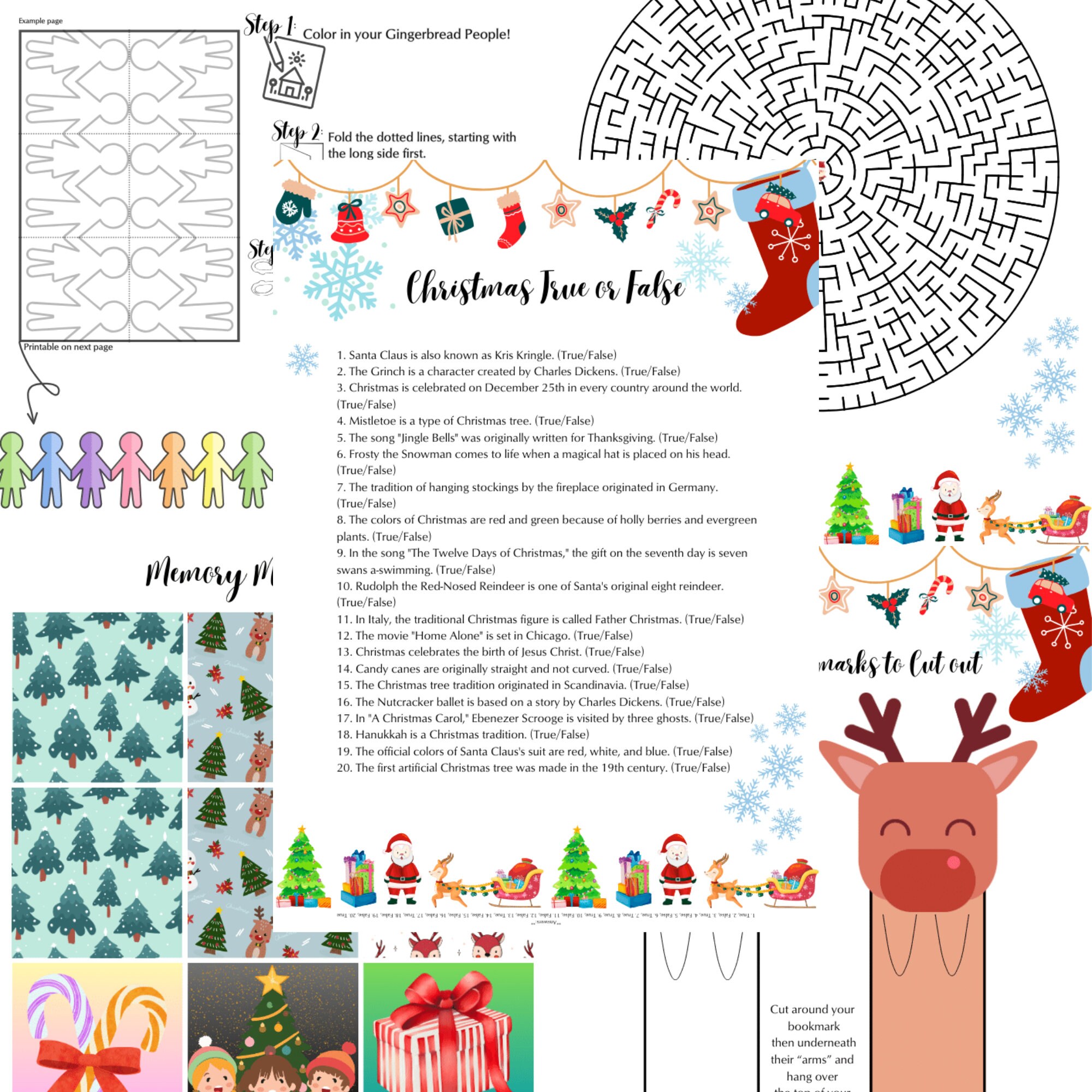 Christmas Joy Printable Activity Bundle: Festive Crafts, Coloring Pages ...