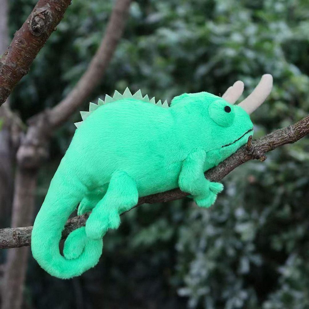 Cute and Lifelike Chameleon Plush Toy Soft Green Stuffed Animal Mini ...