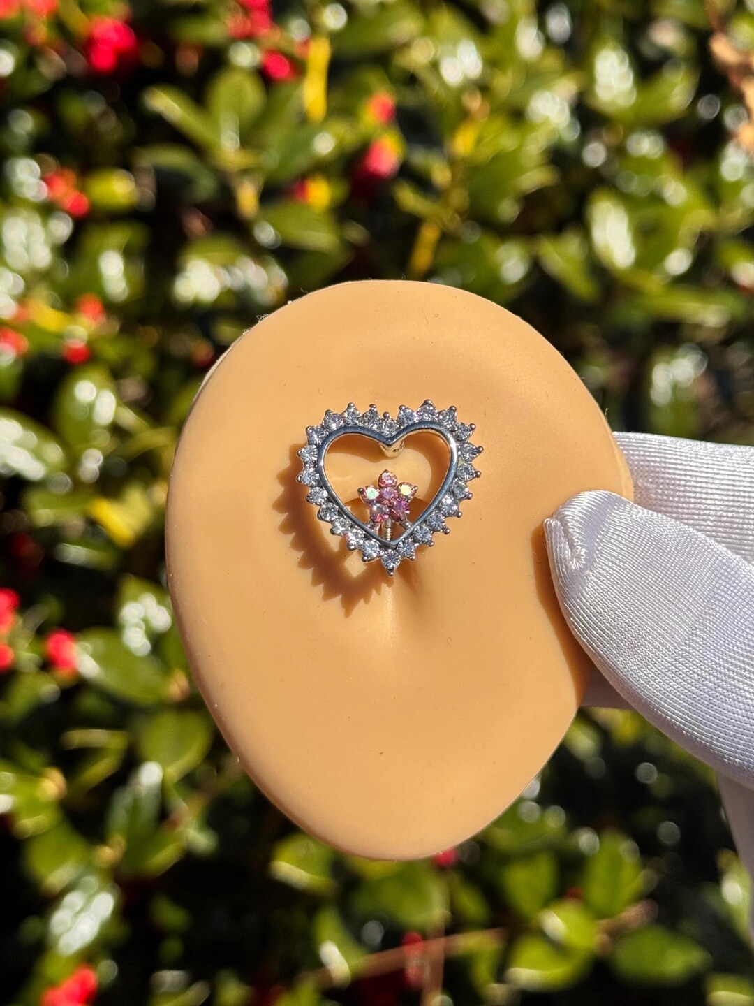 Heart Floating Naval Belly Ring Piercing Top Down Belly Ring - Etsy
