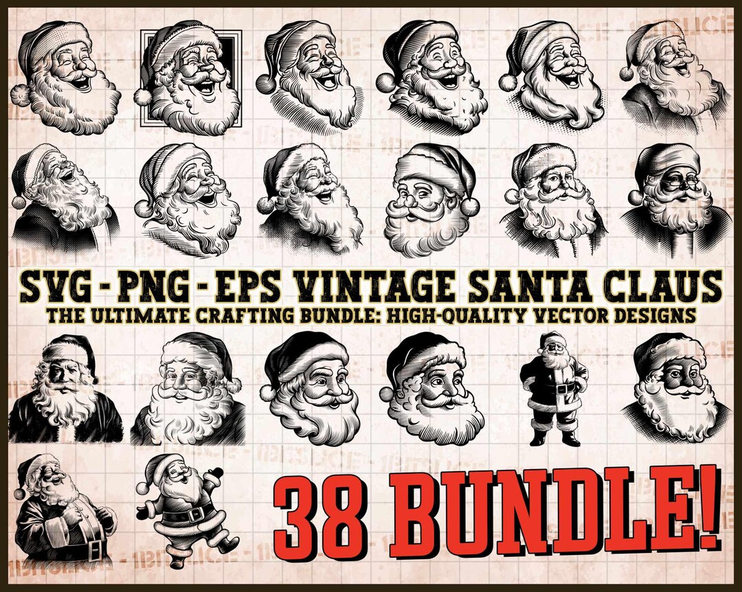 Santa Clause SVG Bundle Vintage Christmas Collection Pack, Winter ...
