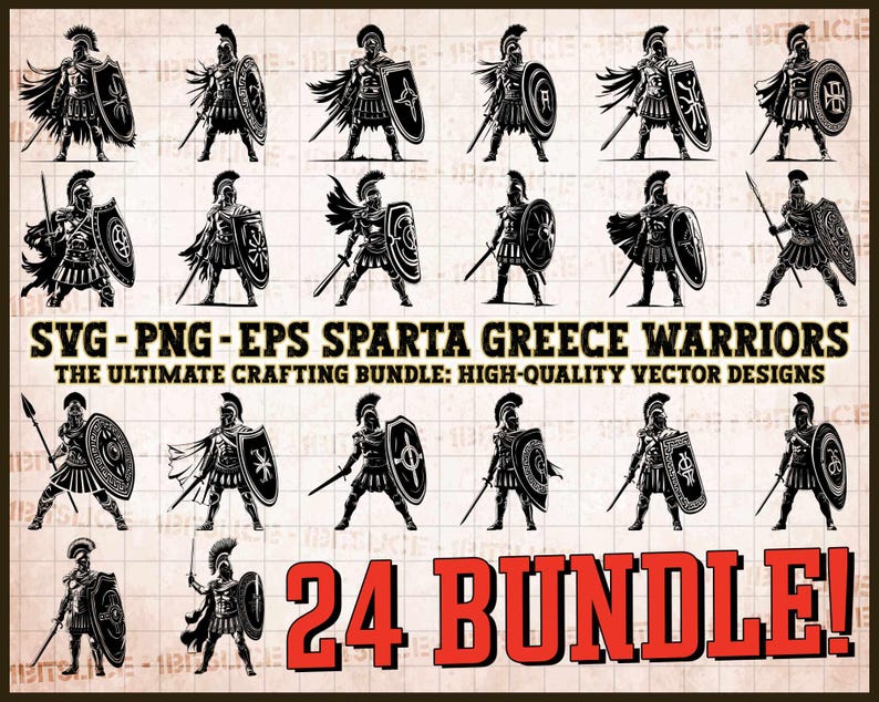 Spartan Warrior SVG Bundle Collection, Ancient Roman Soldier Silhouette ...