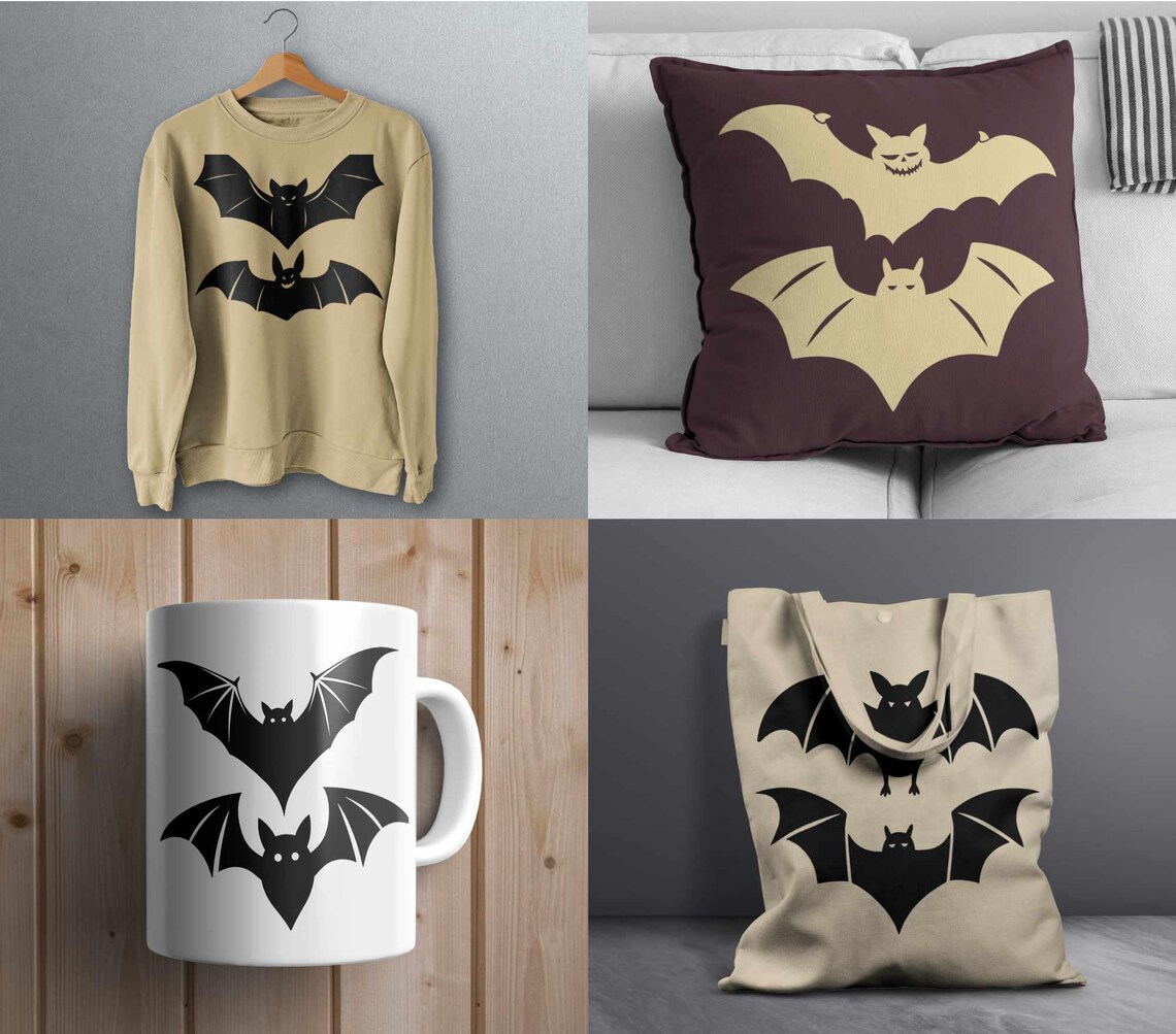 Halloween Bat SVG Bundle Digital Download, Halloween Clipart Pack, Bat ...
