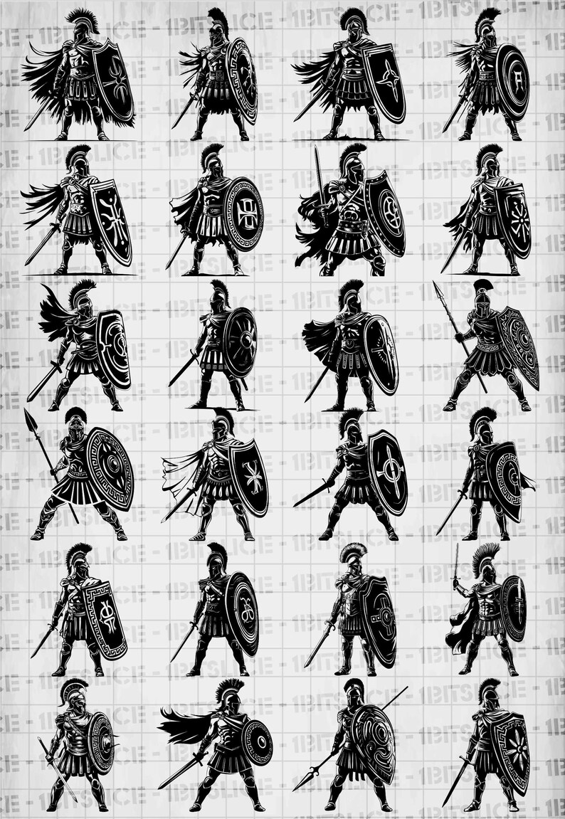 Spartan Warrior SVG Bundle Collection, Ancient Roman Soldier Silhouette ...