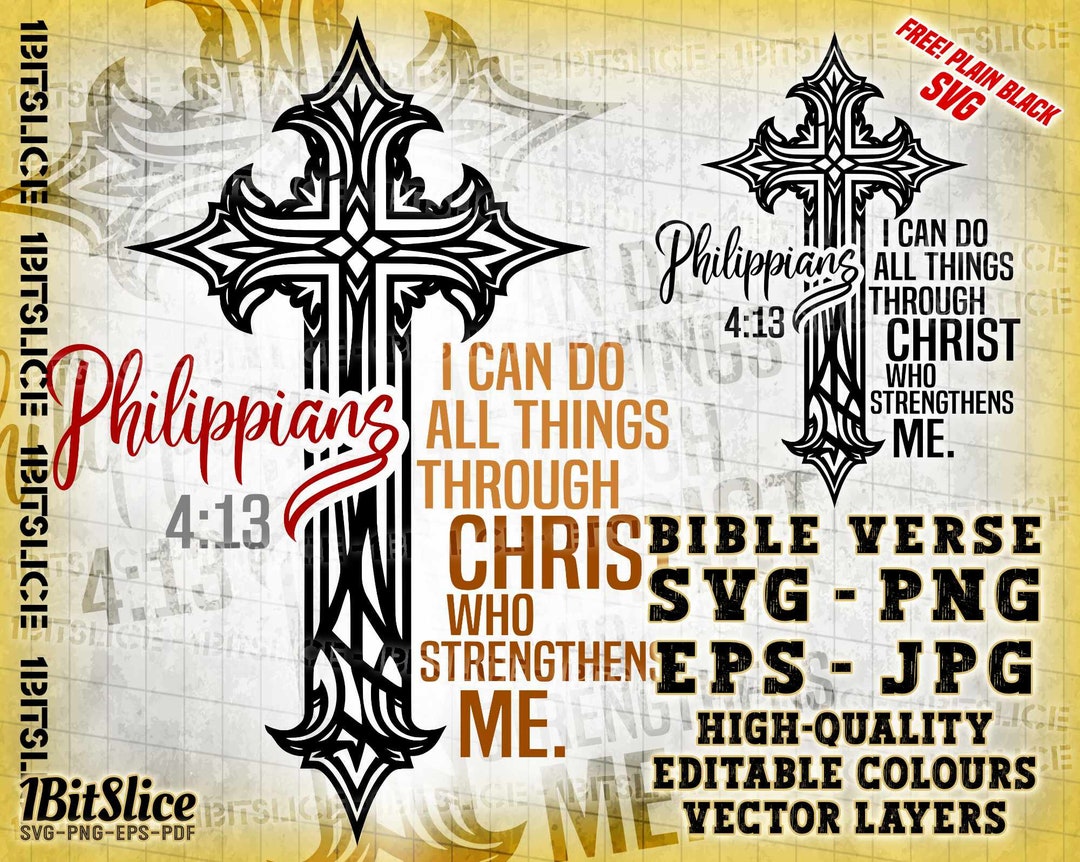Bible Verses Philippians 4:13 I Can Do All Things, Vector Digital ...