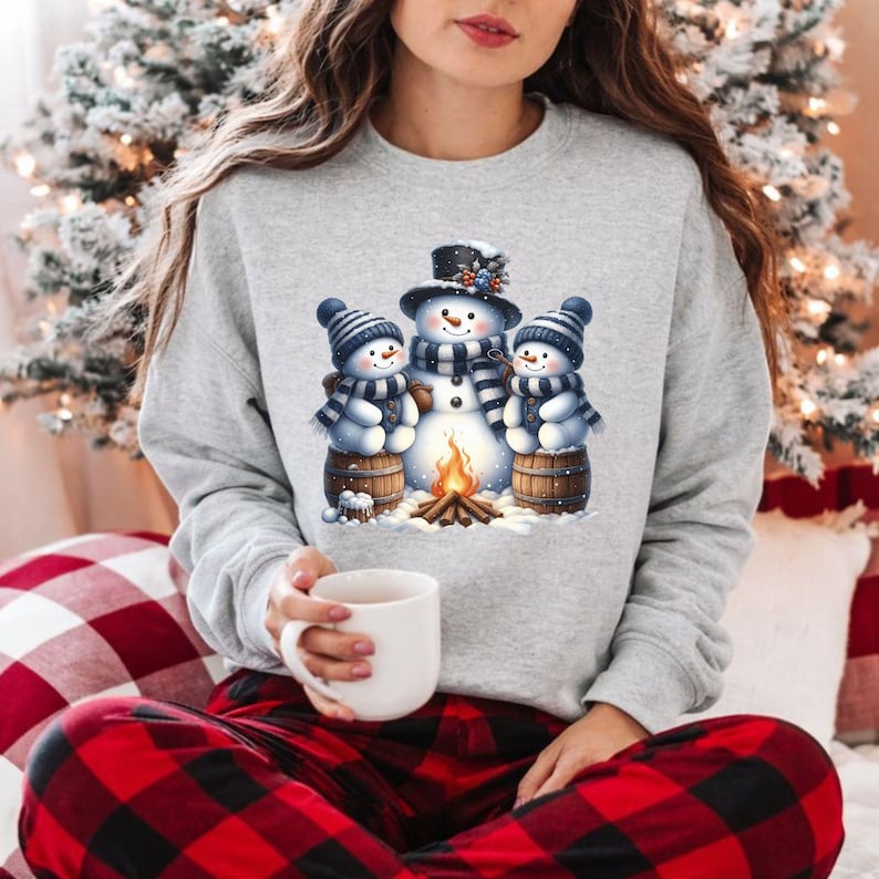 Snowman Family PNG • Christmas Fire Sublimation Design (digital ...