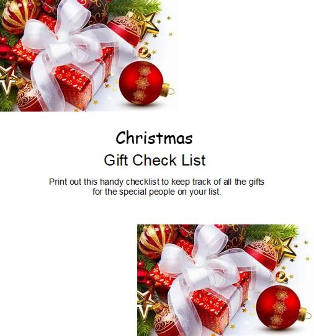 Christmas Gift Check List printable - Etsy