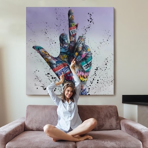 Middle Finger Movement Street Art, Canvas Print, Graffiti Middle Finger ...