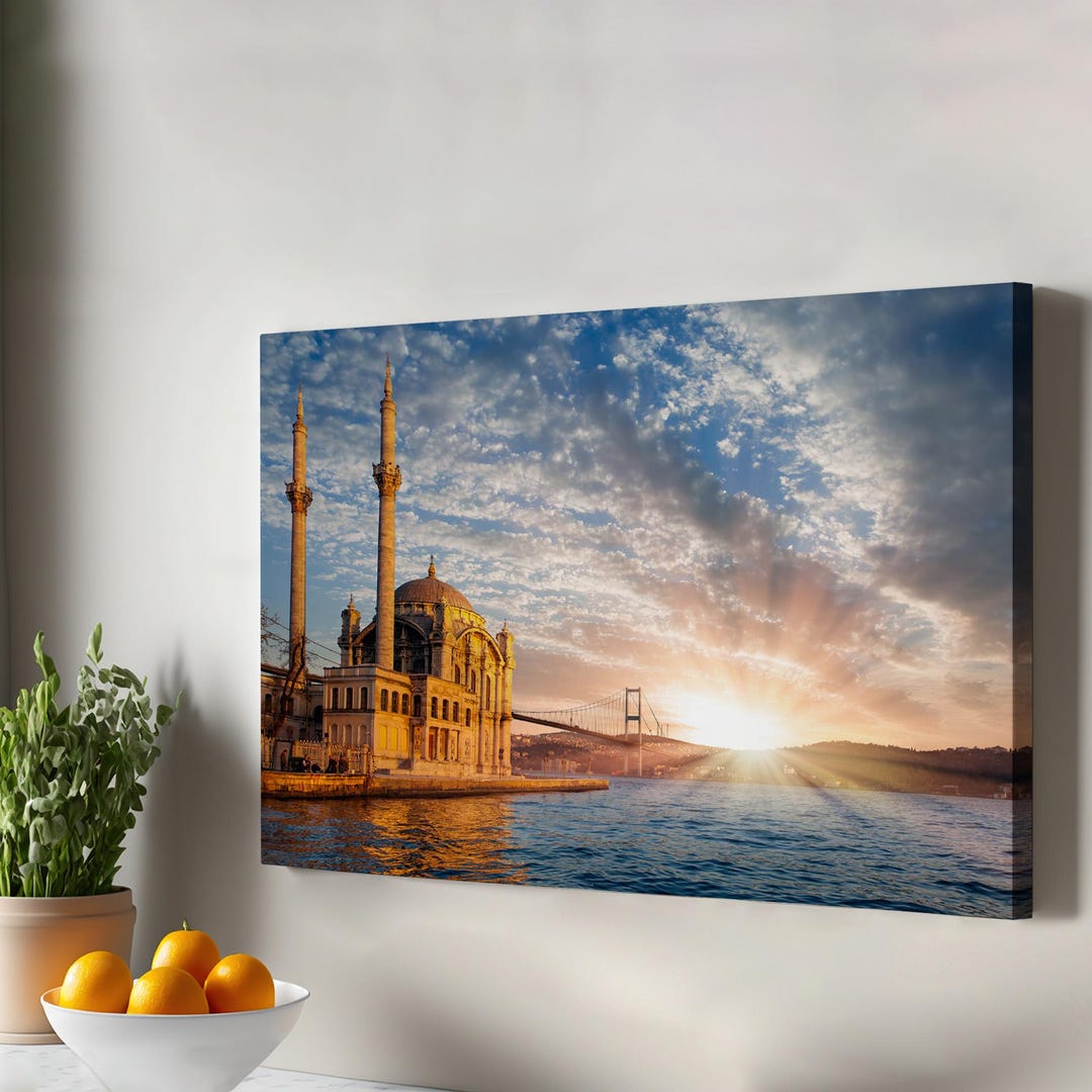 Ortaköy Mosque and Bosphorus Bridge View Decorative Canvas Art, Large ...