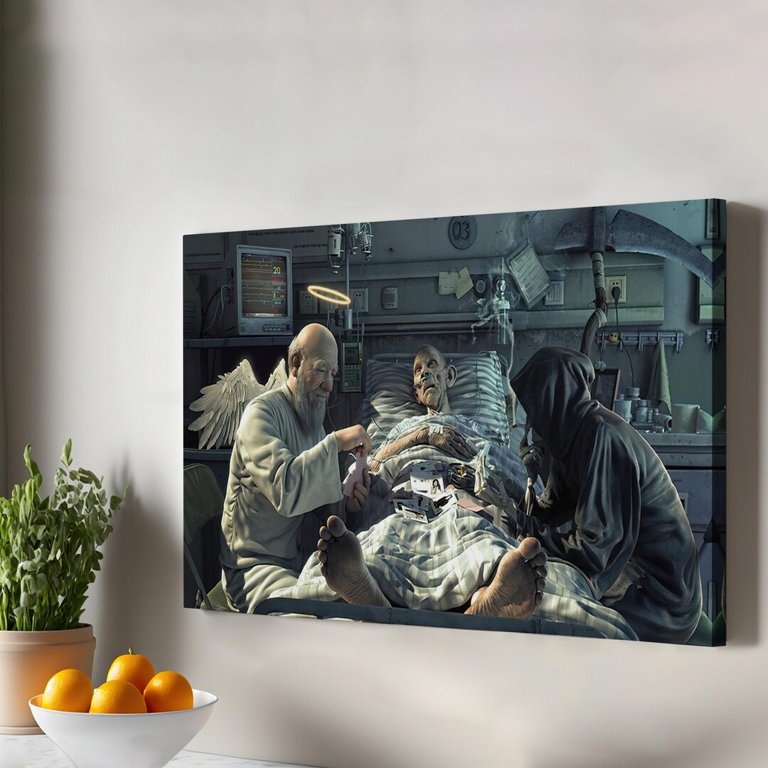 Grim Reaper and Angel Playing Cards Canvas Print, Angel of Death ...