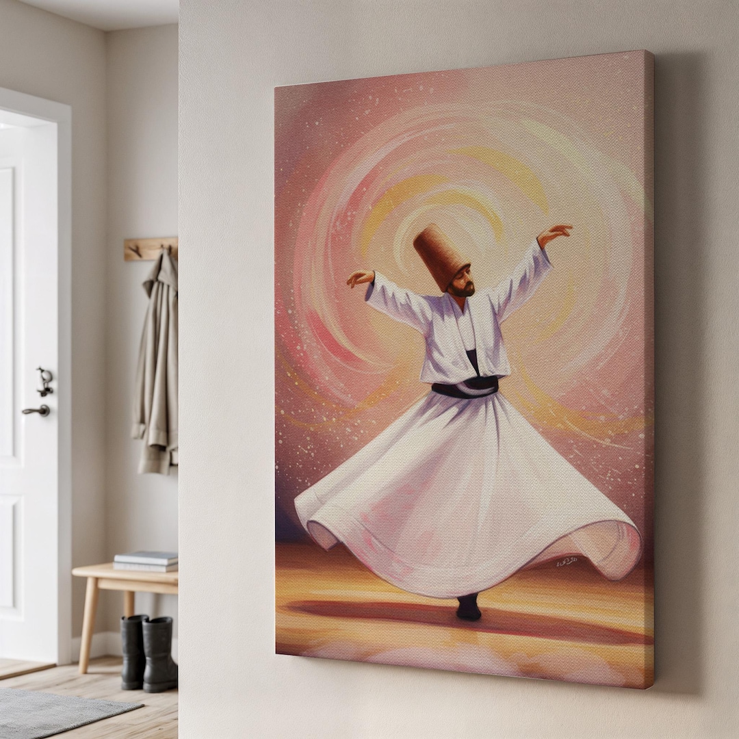 Sufi Dervish Canvas Wall Art, Whirling Dance Spiritual Print, Turkish ...