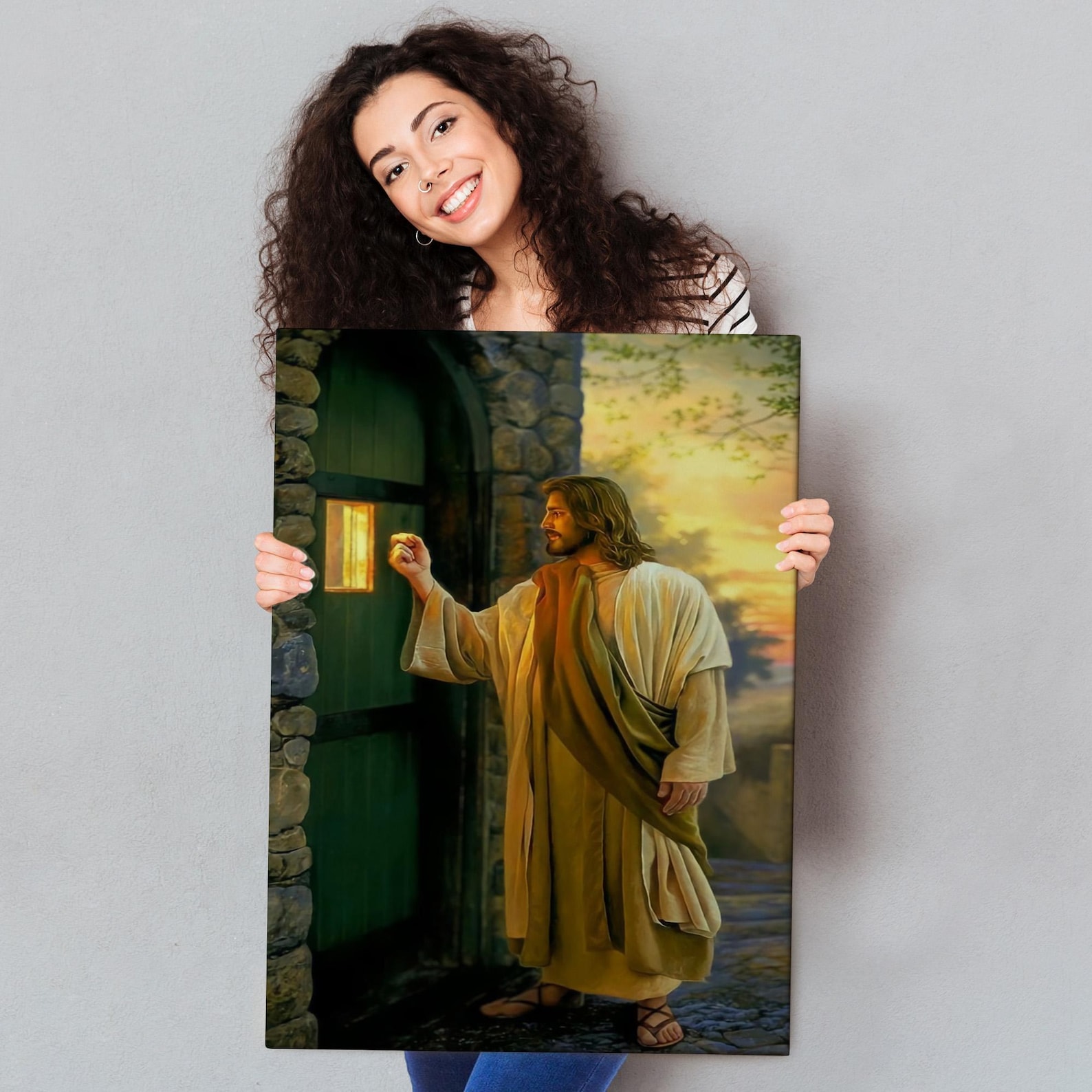 Jesus Christ Knocking on the Door, Christian Wall Art, Church Gift ...