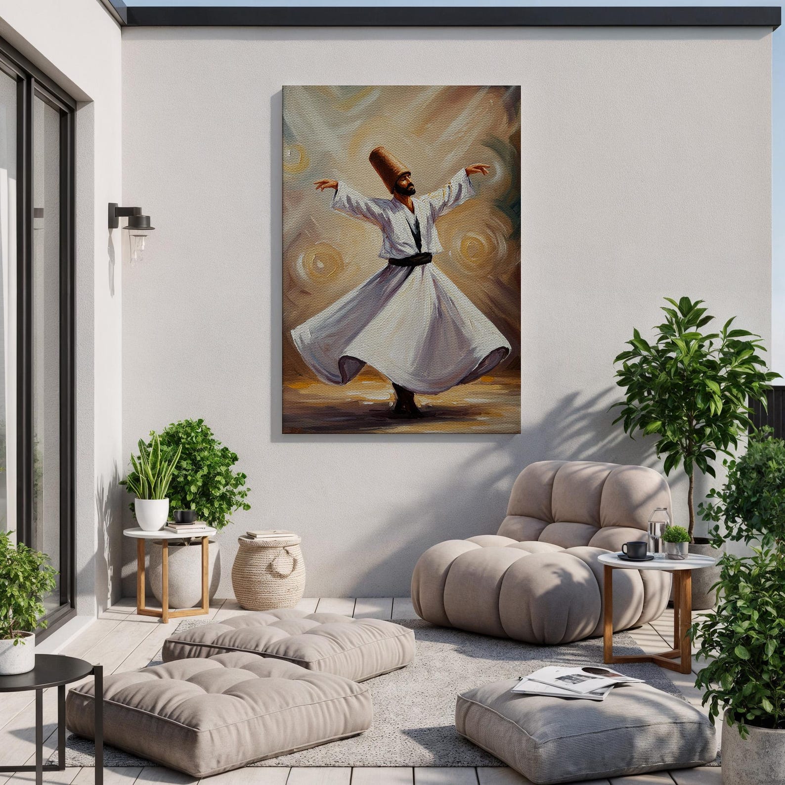 Sufi Whirling Dervish Canvas Art, Turkish Mystic Dance Painting ...