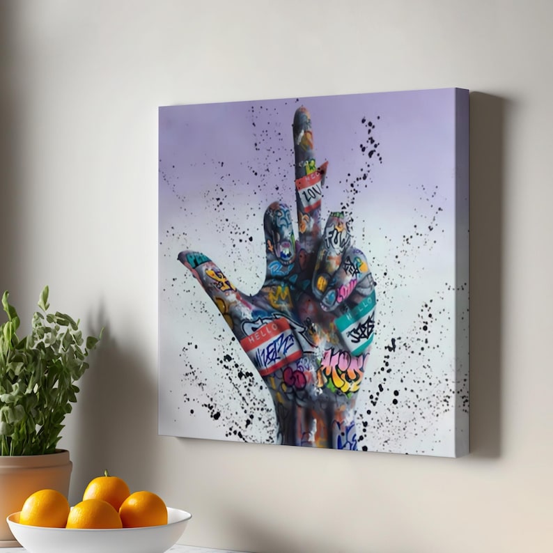Middle Finger Movement Street Art, Canvas Print, Graffiti Middle Finger ...