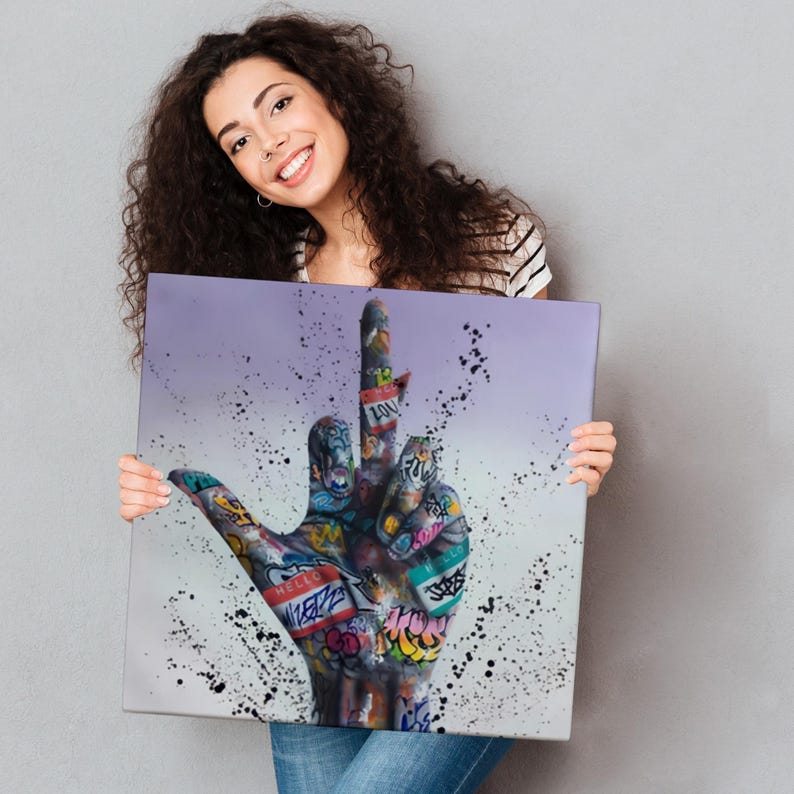 Middle Finger Movement Street Art, Canvas Print, Graffiti Middle Finger ...