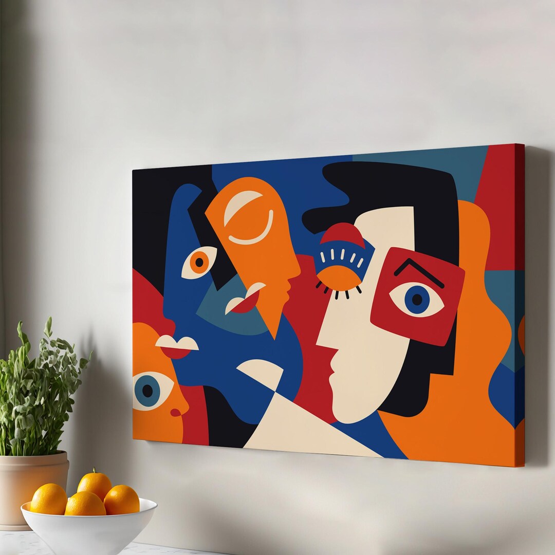 Picasso Style Abstract Human Faces Canvas Wall Art, Large Wall Art ...