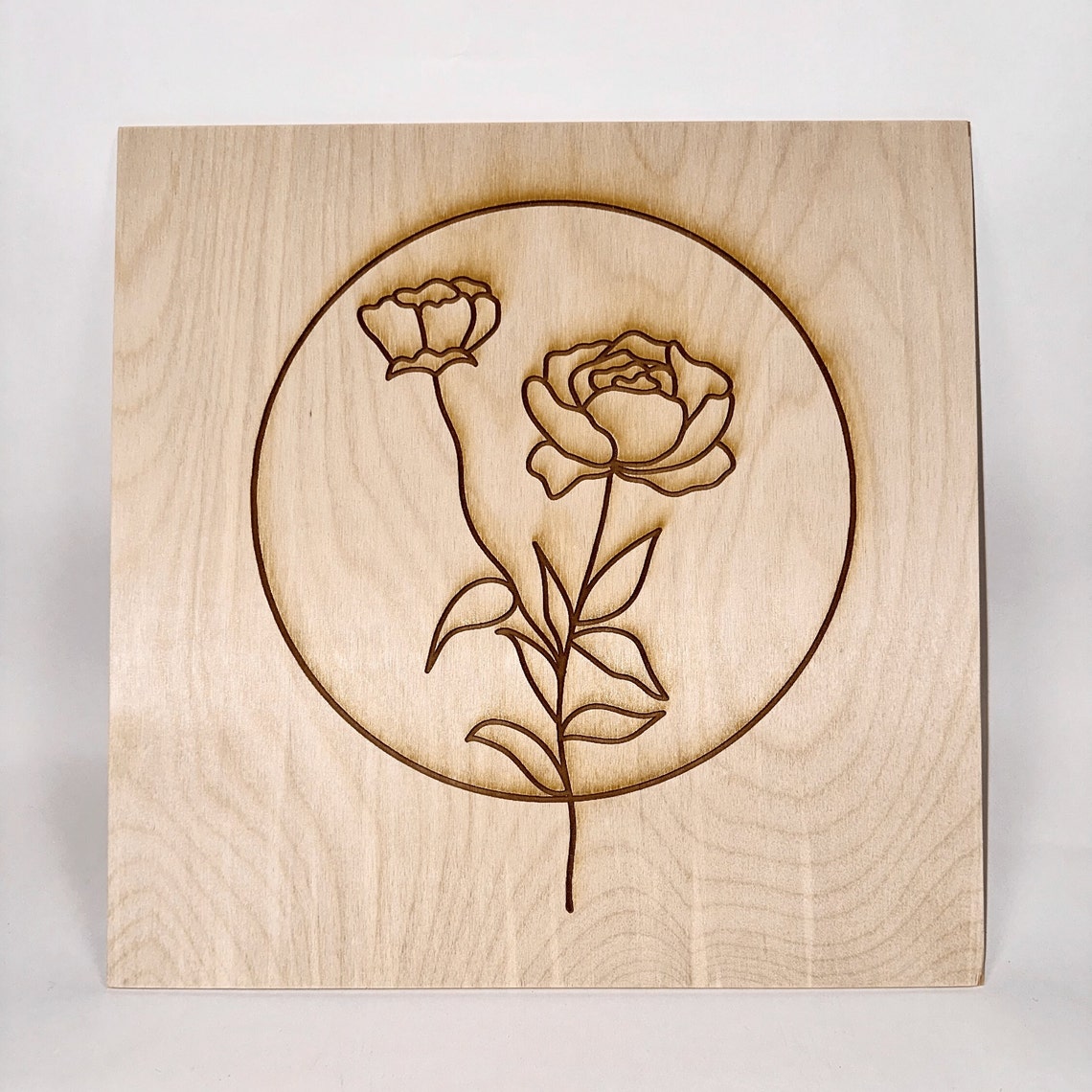 Minimalist Flower Wood Engraving - Etsy