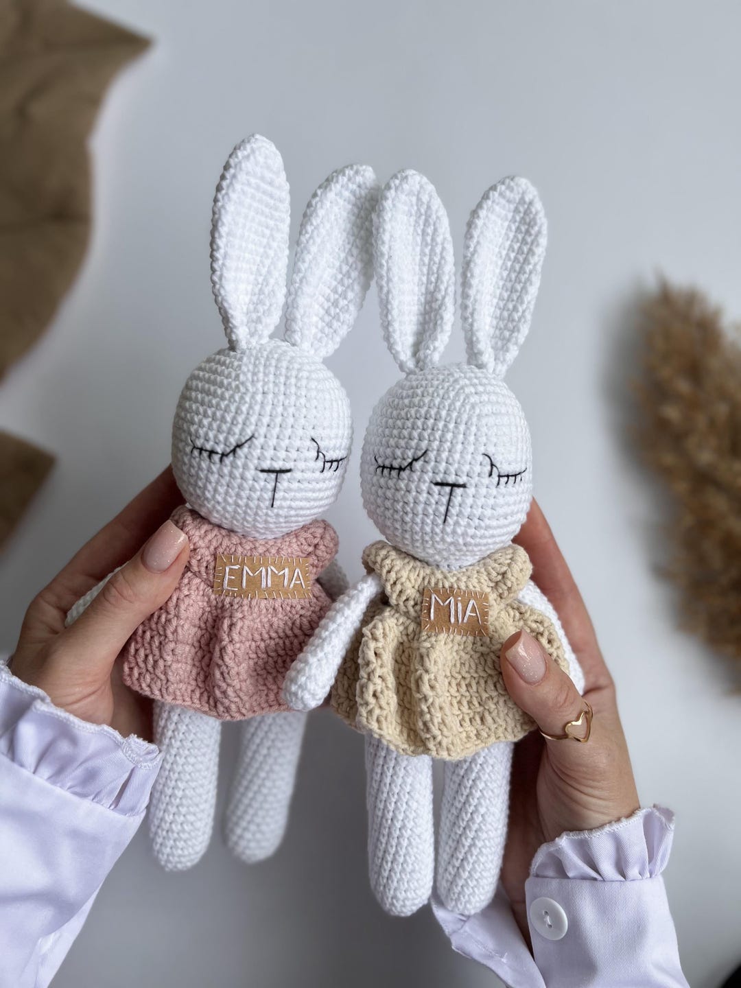 Organic Crochet Plush Bunny Amigurumi, Boho Nursery Decor, Soft Stuffed ...