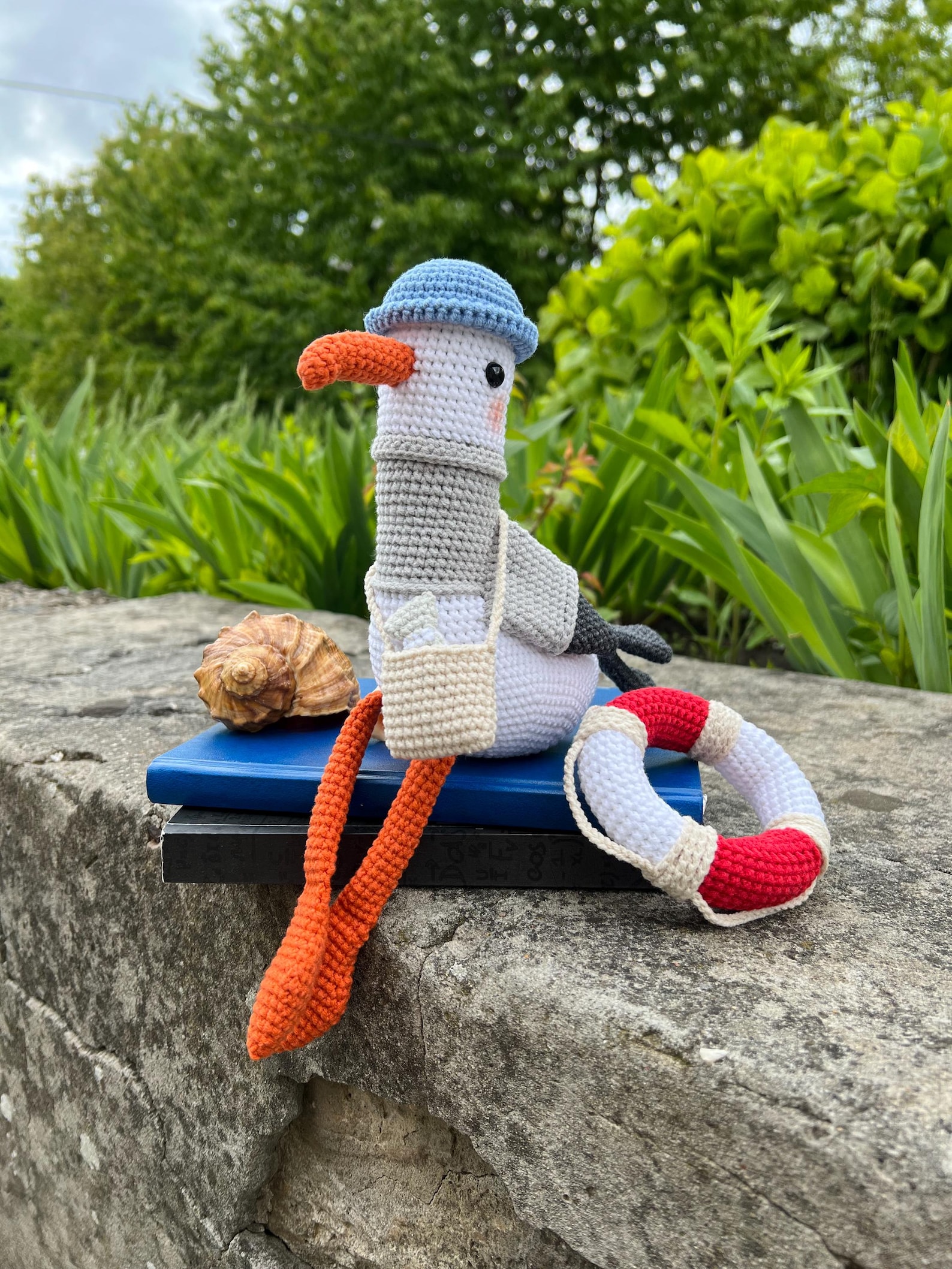 Crochet Plush Seagull With Bag, Ocean Nursery Toy, Organic Soft Stuffed ...