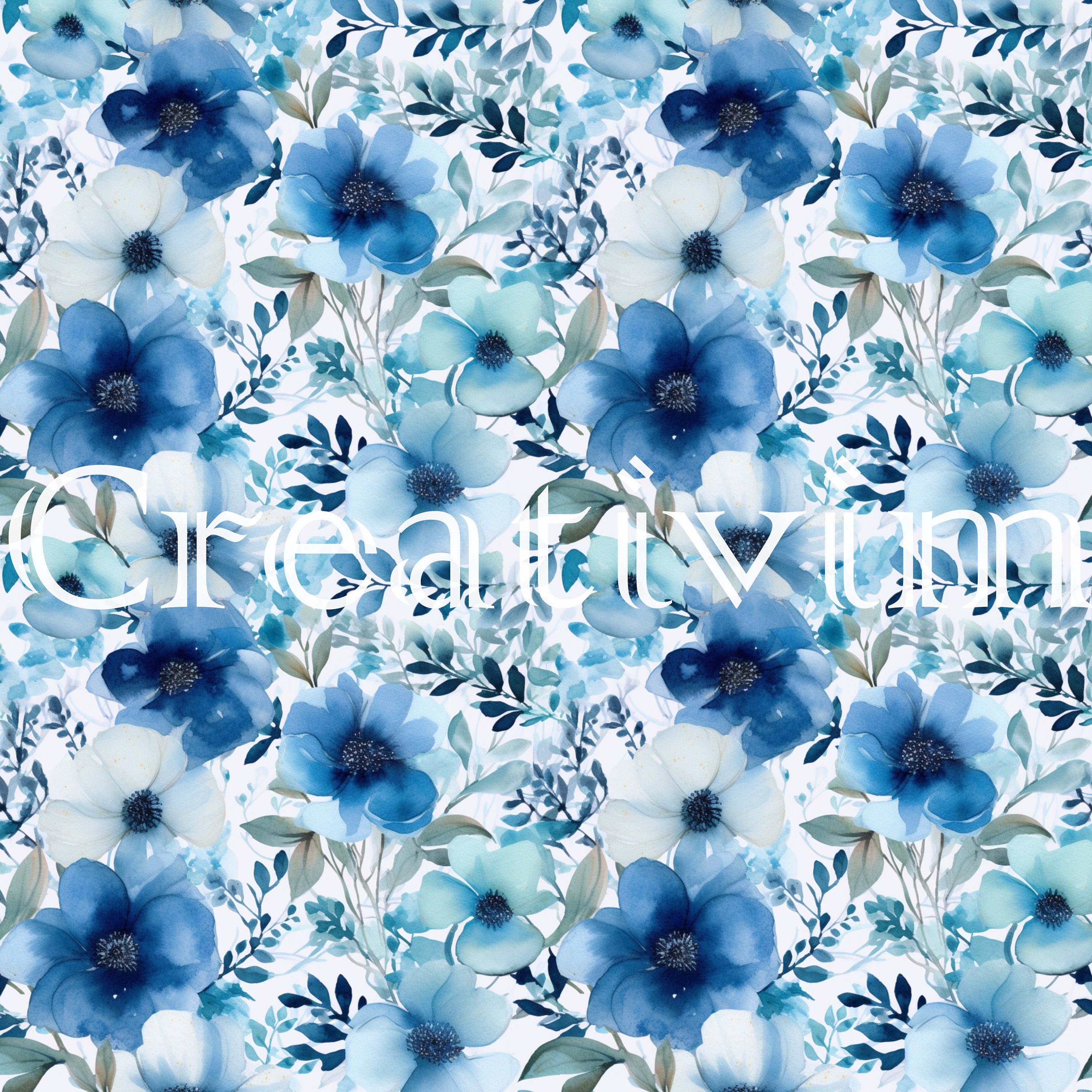 6 Watercolor Blue Flower Seamless Pattern, Watercolor Floral Paper ...