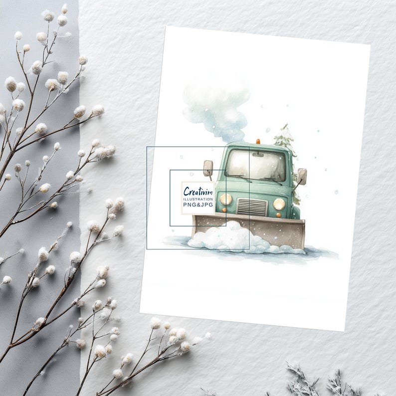 6 Winter Transport Printable Cards, Vintage Christmas Vehicles ...