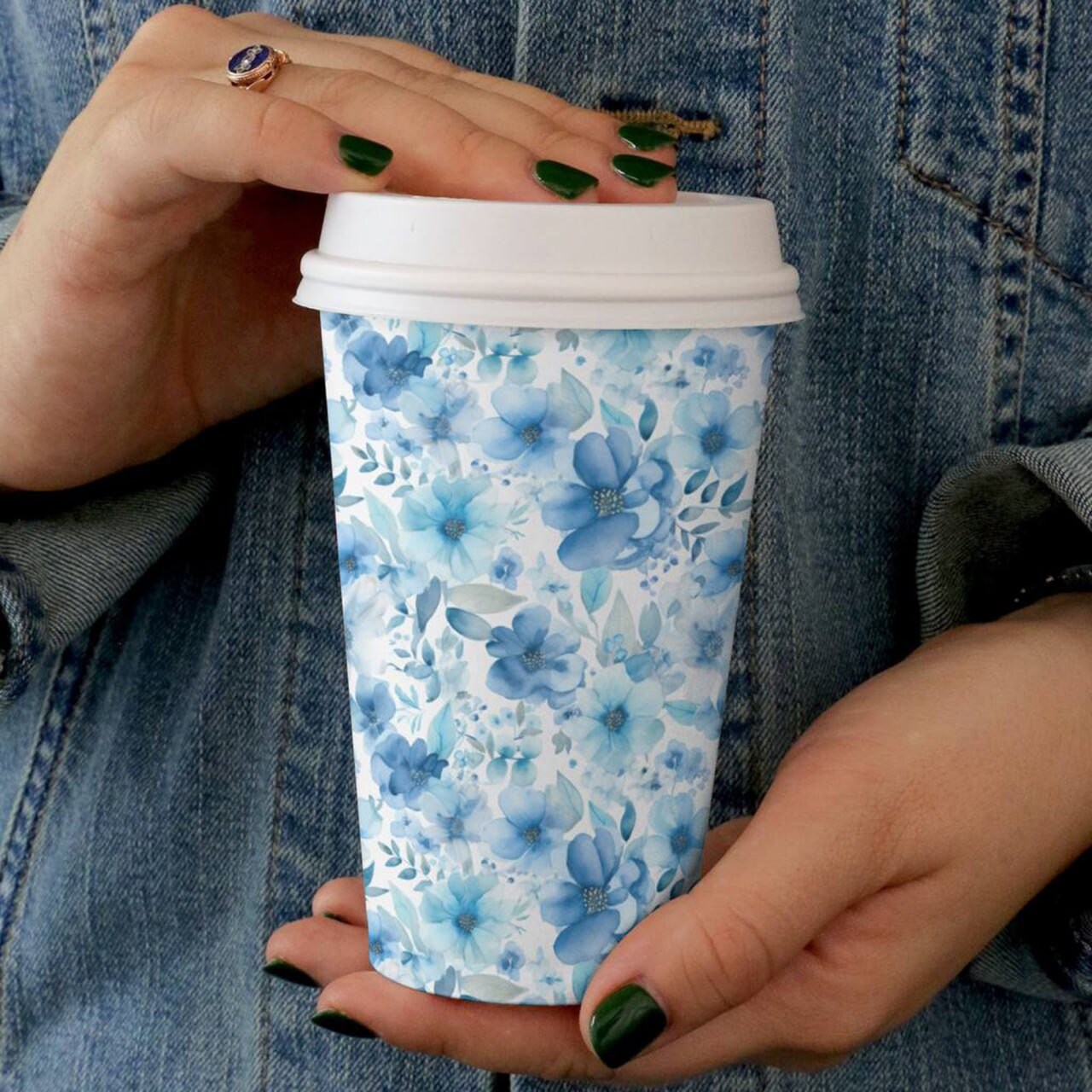 6 Watercolor Blue Flower Seamless Pattern, Watercolor Floral Paper ...