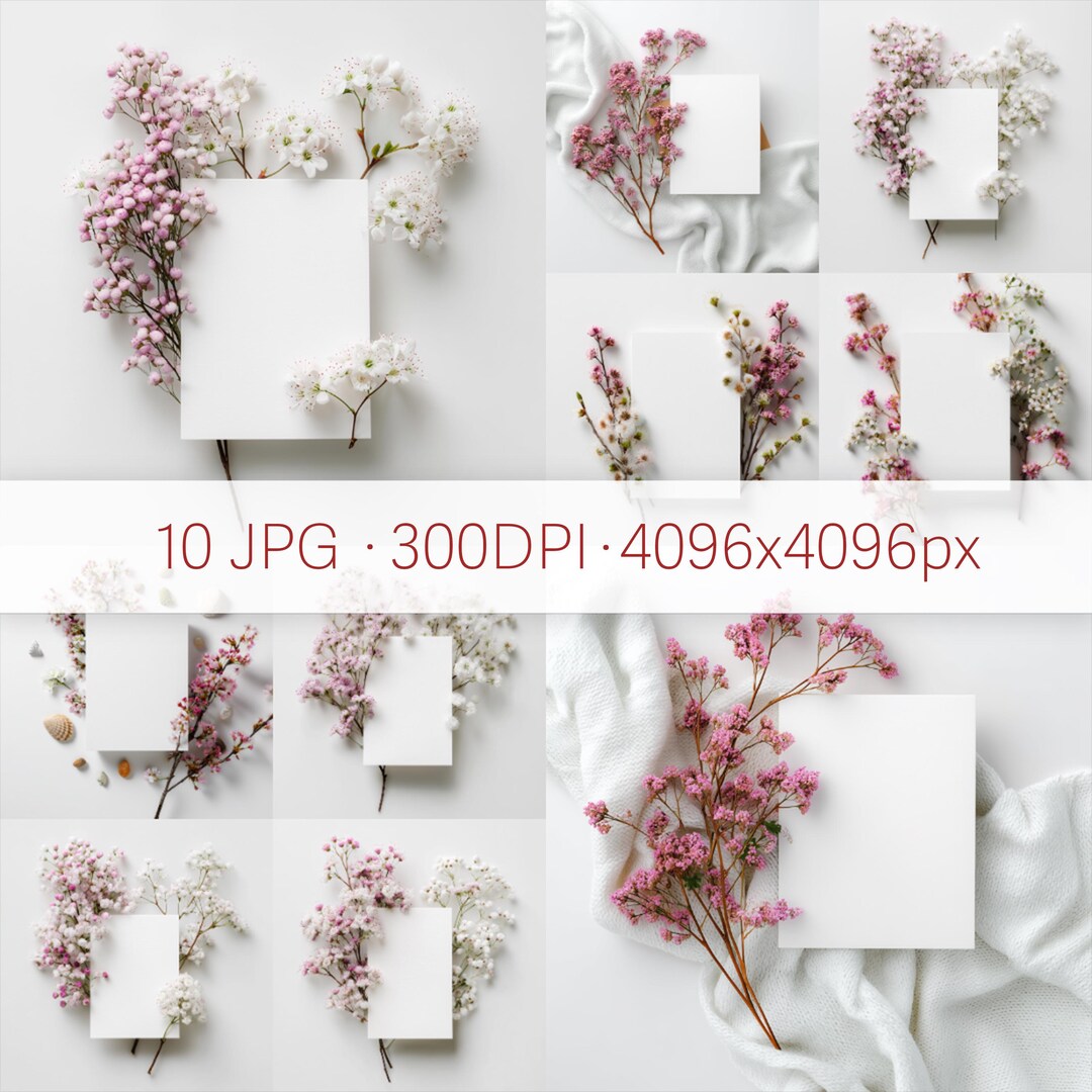 Spring Floral Card Mockup Bundle | Minimal Greeting Card Mockups | 10 ...