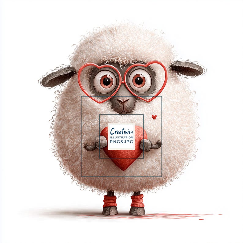 10 Cute Valentine Sheep Printable, Love Sheep Wall Art, Funny Valentine ...