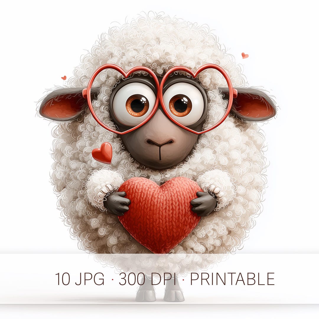 10 Cute Valentine Sheep Printable, Love Sheep Wall Art, Funny Valentine ...