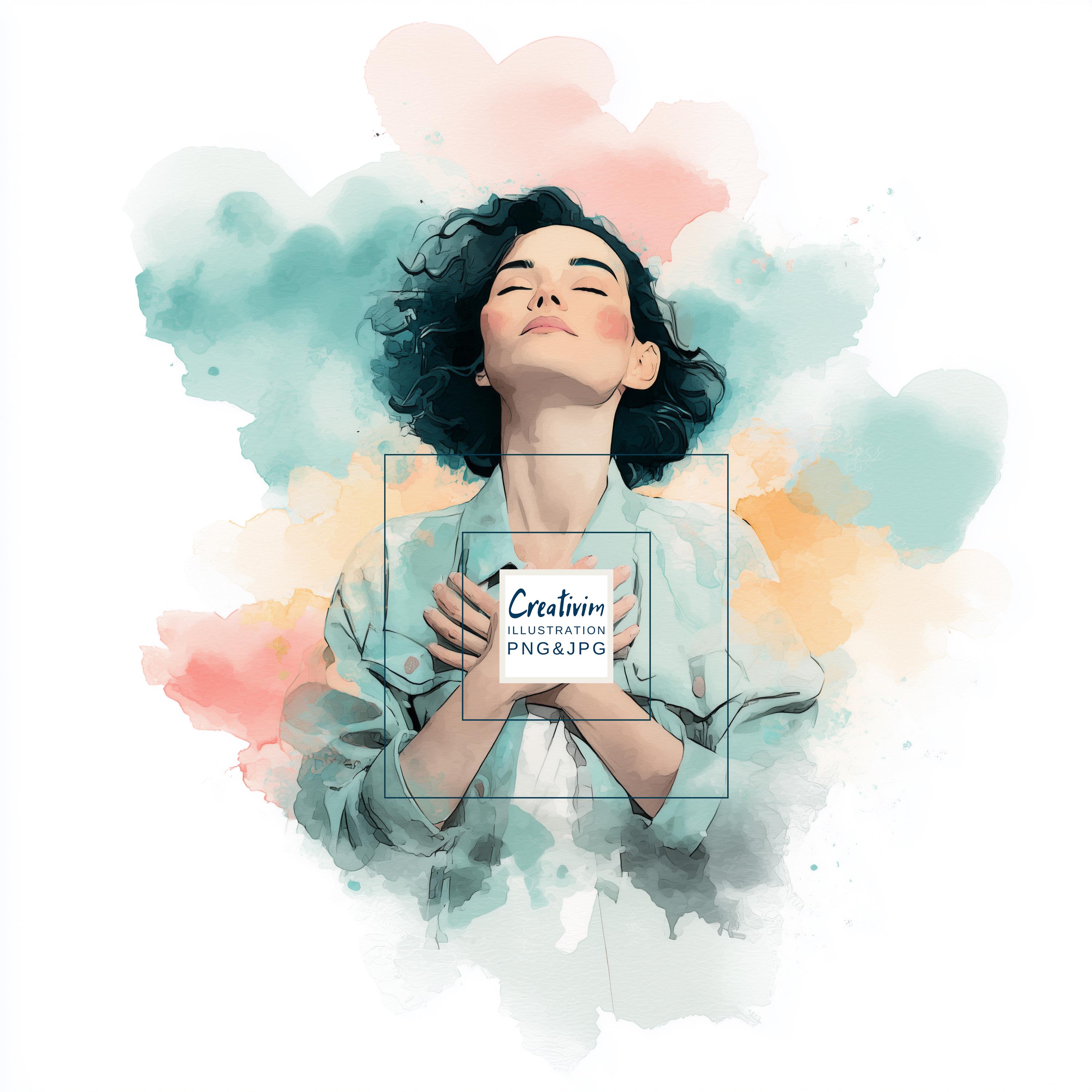 10 Mindfulness Watercolor Woman Printable, Self Love Wall Art, Mental ...