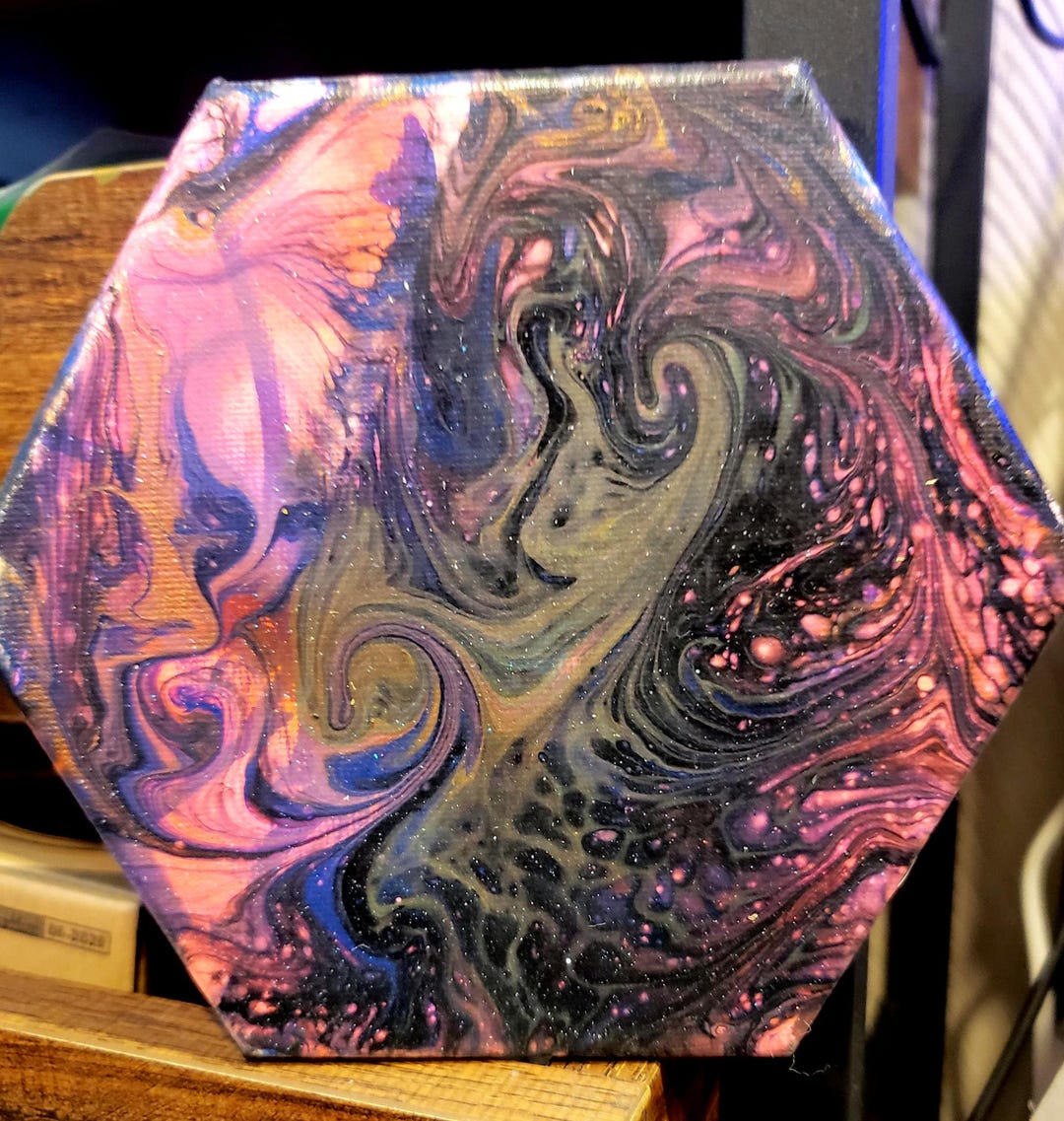 The Wizard - UV Reactive Paint Pour on Canvas - Etsy